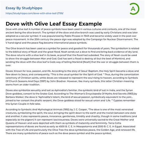 Dove With Olive Leaf Essay Example
