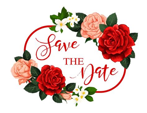 Save The Date Flower Frame For Wedding Invitation 13175110 Vector Art