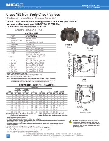 Nibco Nhe300d F 918 B 2 In Cast Iron Flanged Check Valve Specification