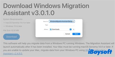Téléchargement De Lassistant De Migration Windows Macos Sequoiaantérieur