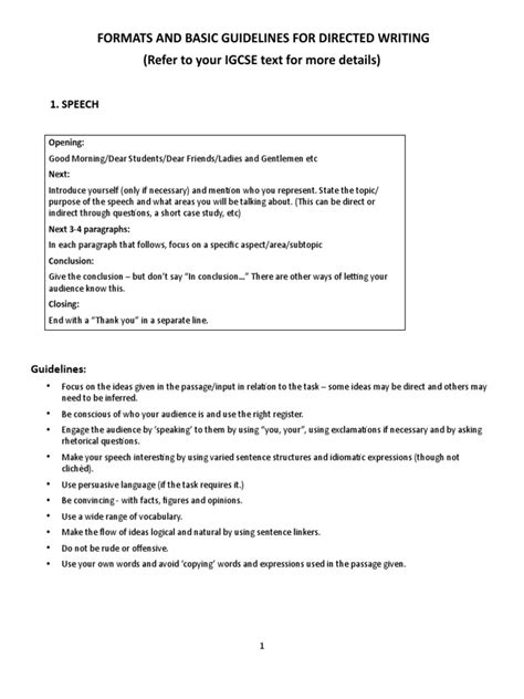 Igcse Formats And Basic Guidelines For Directed Writing 2 Pdf Igcse Formats And Basic Guidelines For Directed Writing 2 Pdf