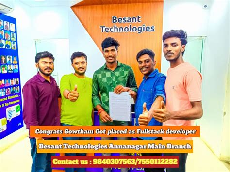 Besant Technologies Anna Nagar On Linkedin Fullsatckdeveloper Congrats Besanttechnologies