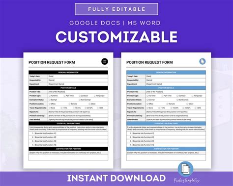 Hr Position Request Form Template Job Opening Request Form Job