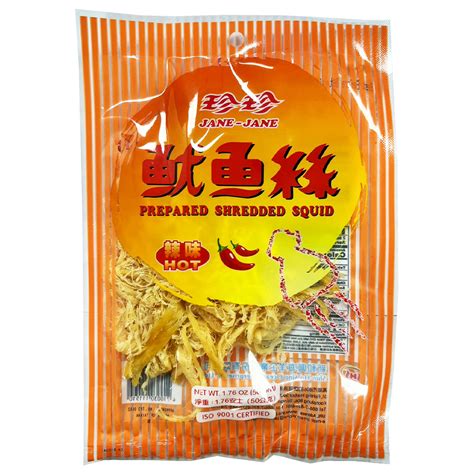 Jane Jane Shredded Spicy Squid Snack 50g ~ 珍珍 辣味鱿鱼丝 50g