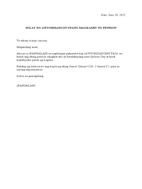 Sample Tagalog Authorization Pdf