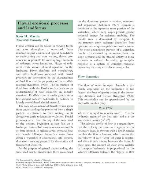 Pdf Fluvial Erosional Processes And Landforms