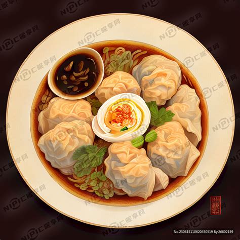 AI创作图云吞手绘传统美食nipic 昵图网