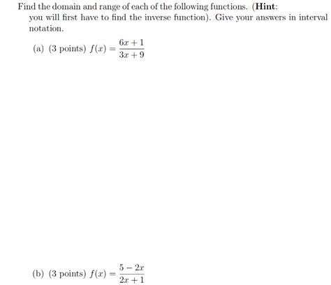 Solved Find The Domain And Range Of Each Of The Following Chegg