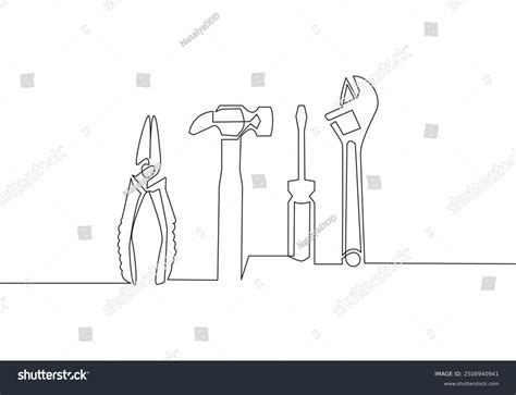 Repair Construction Tools Line Art Drawing Stock Vector Royalty Free 2508940941 Shutterstock
