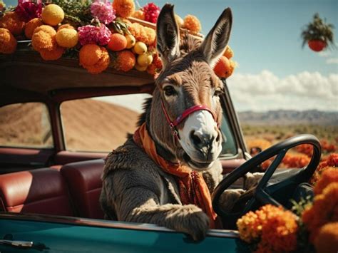 Premium Photo Funny Donkey Driving A Car