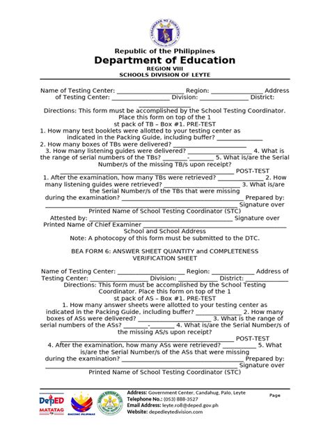 Ellna Testing Center Monitoring Form Pdf