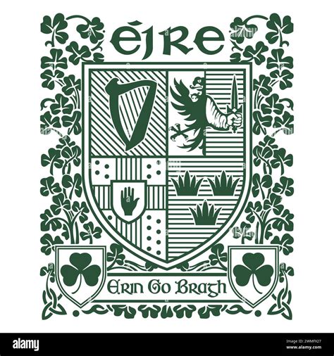 Irish Celtic Design In Vintage Retro Style Irish Design With Coat Of
