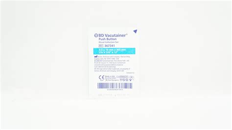 Bd 367341 Vacutainer Push Button Blood Collection Set 25g X 34 X 12inch