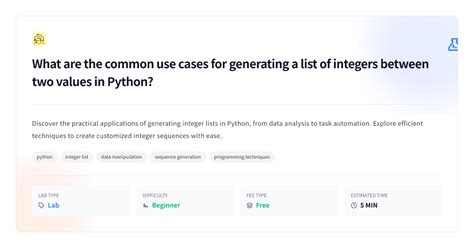 What Are The Common Use Cases For Generating A List Of Integers Between Two Values In Python