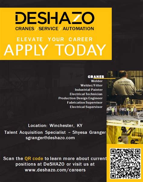 Careers Deshazo Deshazo Overhead Cranes Automation And Service