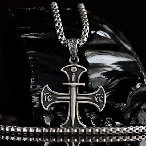 Silver Mens Cross Pendant Necklaceknights Templar Silvers Legends