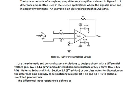 Solved The Basic Schematic Of A Single Op Difference Chegg Com