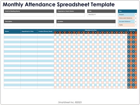 Attendance Sheet Excel Template