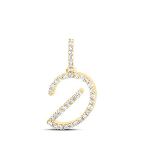 10kt Yellow Gold Womens Round Diamond D Initial Letter Pendant 16 Cttw