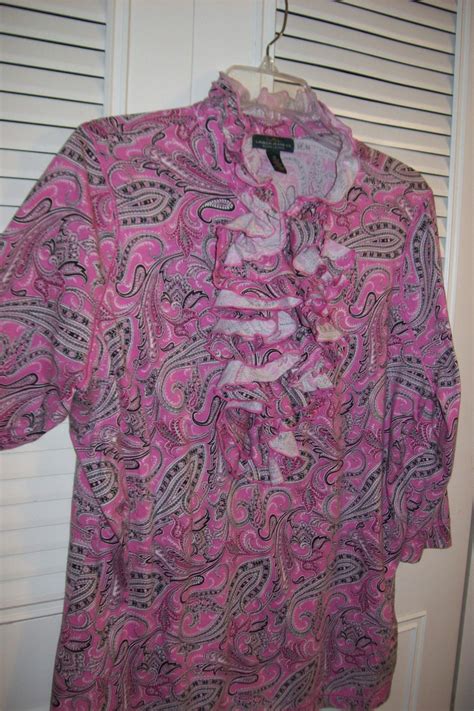 Blouse Xl Vintage Lauren Ralph Lauren Pink Paisley Ruffled Blouse Xl