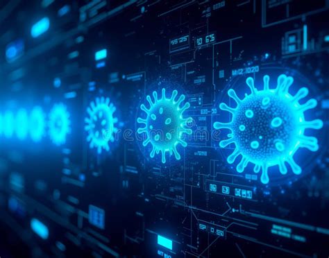 Virus Mutation Sequence In A Futuristic Data Interface A Glowing Holographic Display Shows A