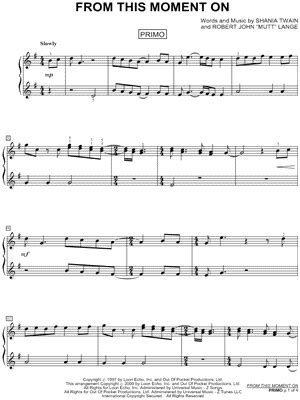 From This Moment On Sheet Music By Shania Twain