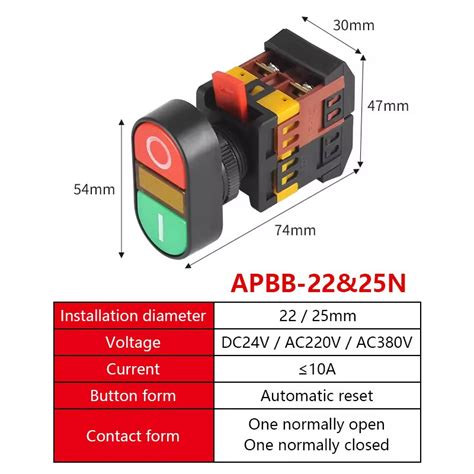 Aperture 22 25 30mm Apbb As Ppbb On Off Start Stop Double Bond Push Button Switch Self Reset