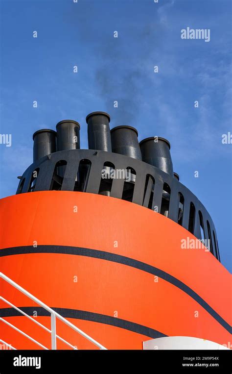 Graphic Detail View Of The Funnel Of Cunards Vista Class Cruise Ship