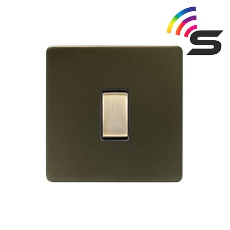 Soho Fusion Bronze And Brushed Brass 1 Gang 150w Smart Rocker Switch