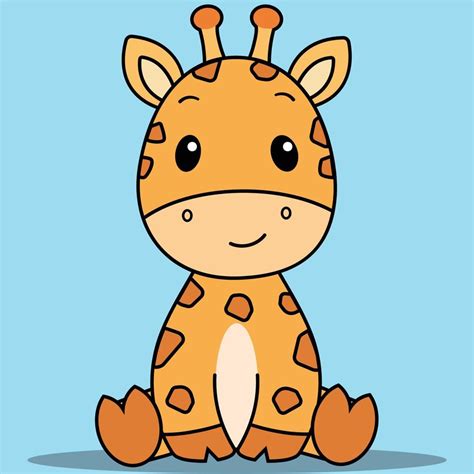 Linda Jirafa Bebé Jirafa Kawaii Sentada 13530833 Vector En Vecteezy