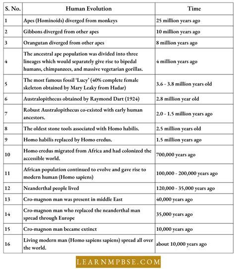 Neet Biology Notes Evolution Of Man Learn Mpbse