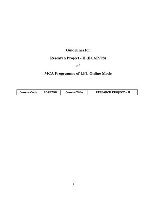Research Project Ii Guidelines Pdf Methodology Science
