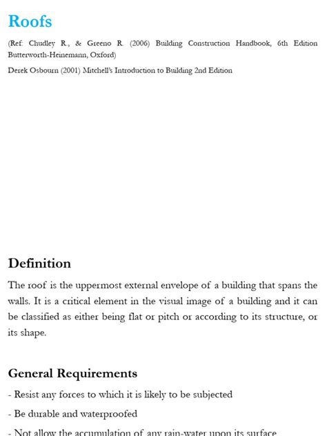 built environment roofs lecture 6 notes pdf roof structural