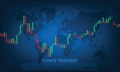 Candlestick Chart In Financial Market Vector Illustration On Blue