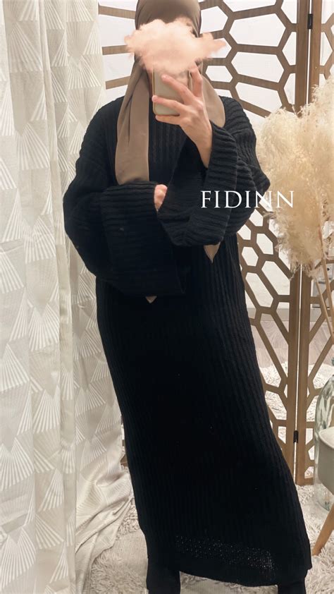 Robe Ilhem Noir Jilbab Abaya Hijab Le Spécialiste Du Vêtement Islamique Fidinn