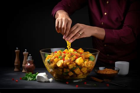Premium Photo Pakora Stuffing Being Mixed In Glass Bowl