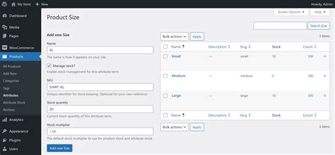 Attribute Stock Woocommerce Attribute Stock