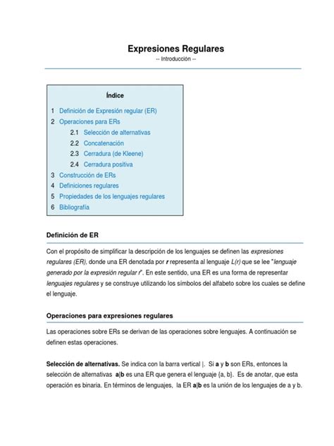 Expresiones Regulares Pdf Lenguaje De Programación Expresión Regular
