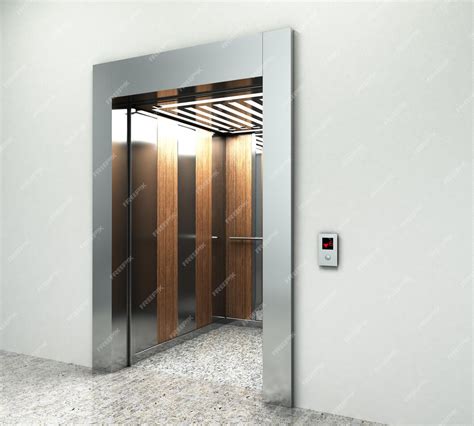 Premium Photo Realistic Empty Elevator Hall Interior With Waiting Lift Marble Floor Ceiling