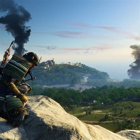 Ghost Of Tsushima Playstation Screen Shot Smoke Landscape Trees