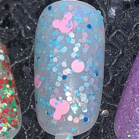 Cotton Candy Mouse Light Blue And Pink Glitter Top Coat With Etsy