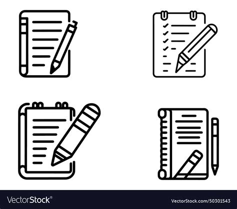 Document Notepad And Pencil Icon On White Vector Image