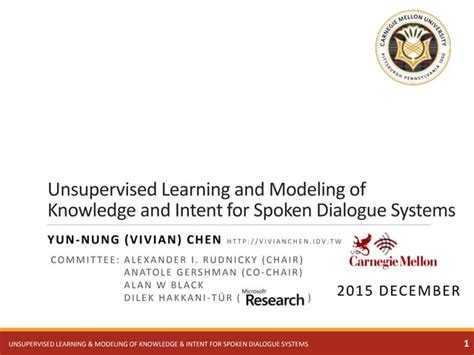 Unsupervised Learning And Modeling Of Knowledge And Intent For Spoken Dialogue Systems Ppt