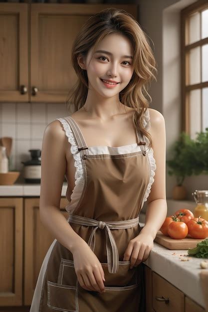 Premium Photo A Woman In An Apron And Aprons Is Posing For The Camera