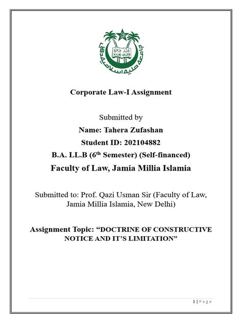 Doctrine Of Constructive Notice Pdf Articles Of Association Legal Liability