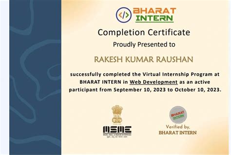 Rakesh Kumar Raushan On Linkedin Internship Webdev Cimage Html