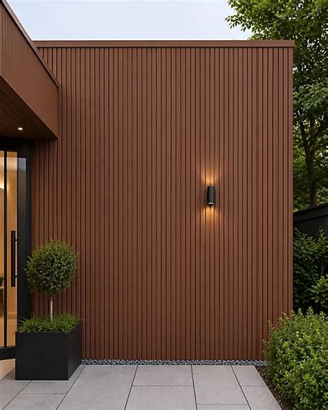 Composite Outdoor Wall Cladding Panels In Light Brown 21 X 180cm For