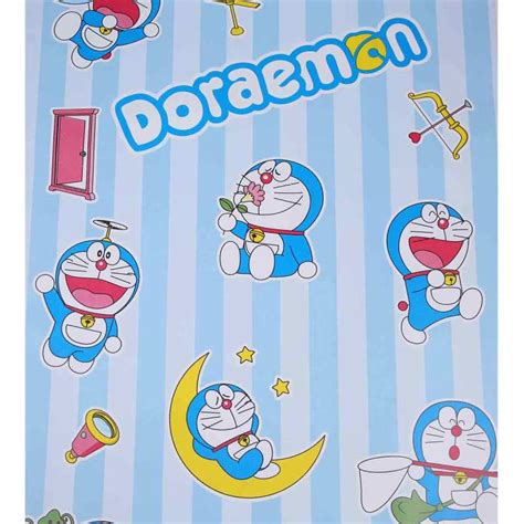 Wallpaper Doraemon Pink Biru Putih