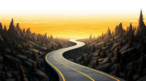 Premium Ai Image Long Winding Road Illustration