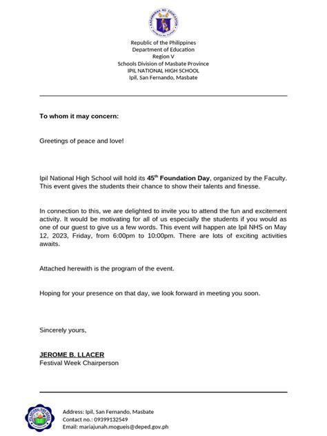 Letter Of Invitation Inhs Pdf
